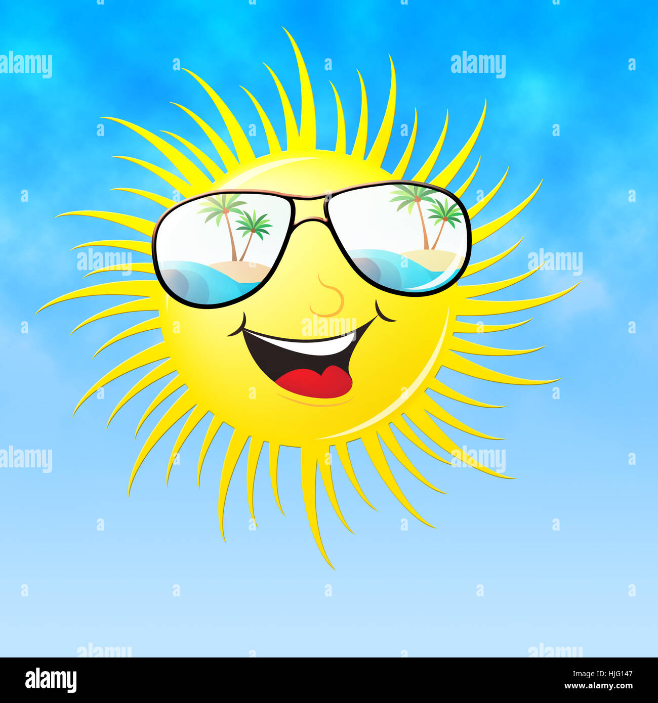 Summer Sun With Sunglasses Smiling Means Heat And Warmth Stock Photo ...