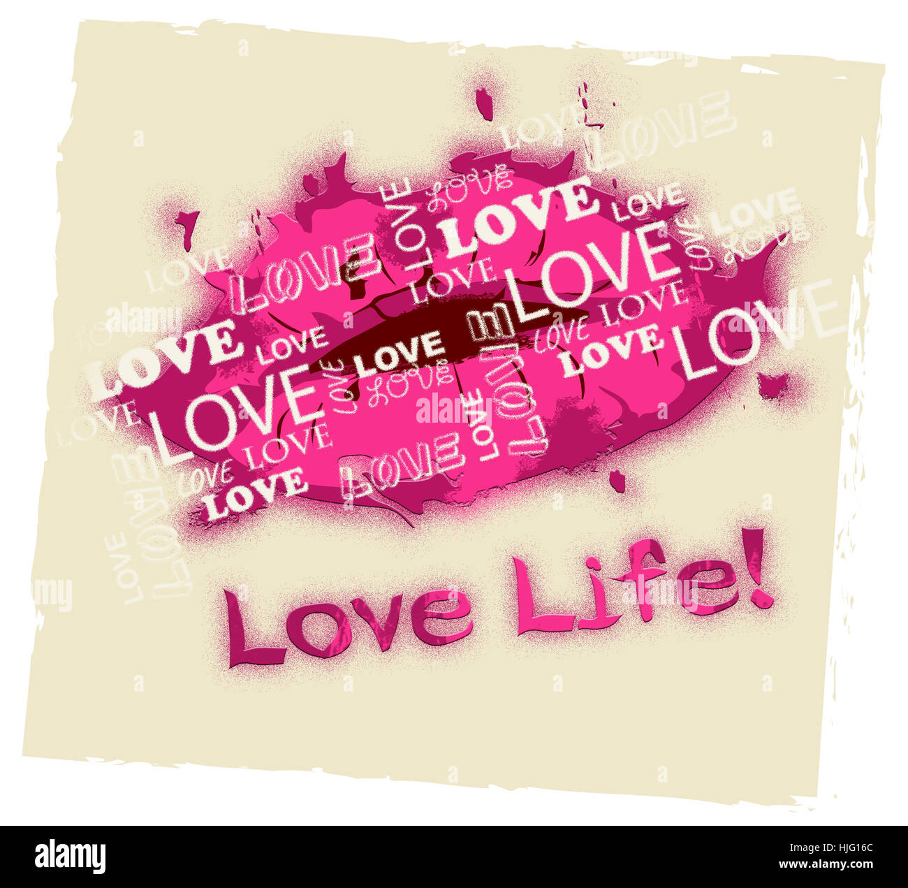 Love Life Lips Meaning Happy Positive And Passionate Stock Photo - Alamy