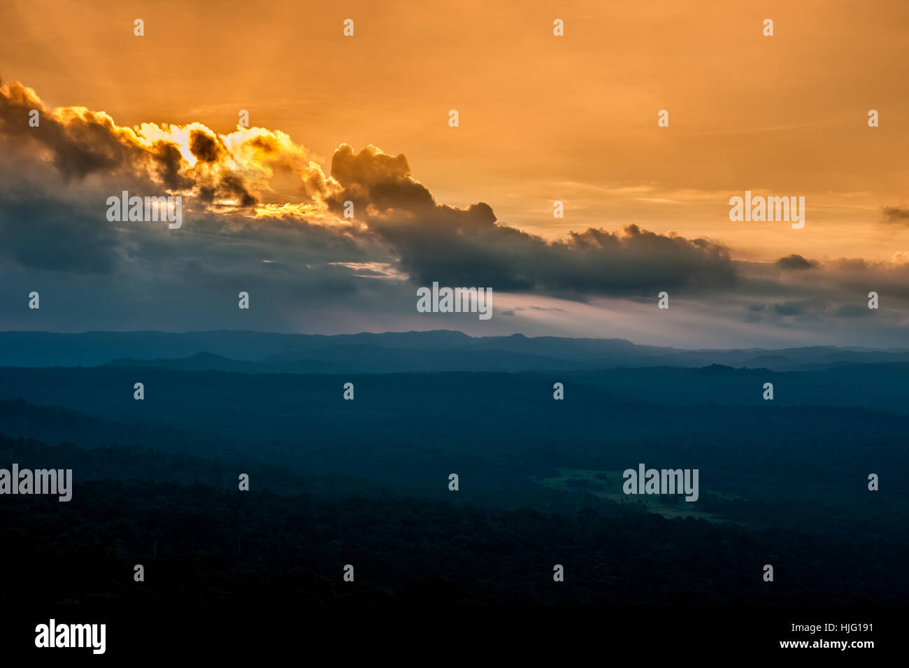 Beautiful sky at top view mountain in evening ,Khao Yai National Park ...
