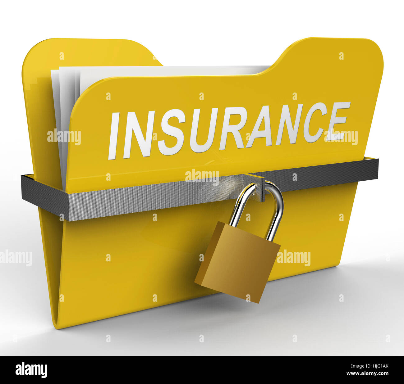 Insurance Folder With Padlock Shows Indemnity Policy 3d Rendering Stock ...