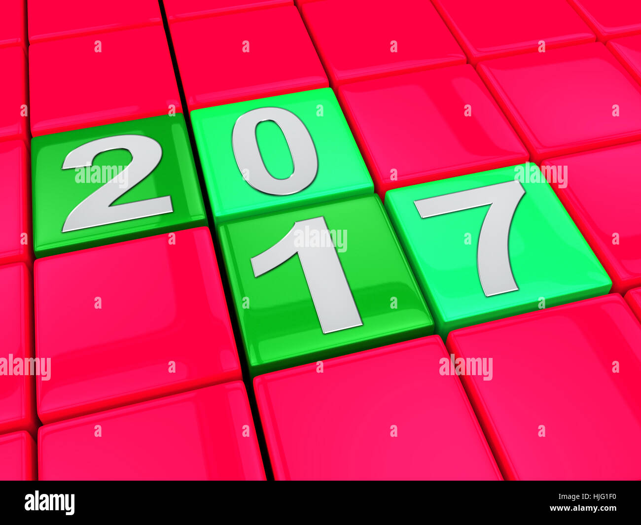 Twenty Seventeen Meaning 2017 Blocks 3d Rendering Stock Photo - Alamy