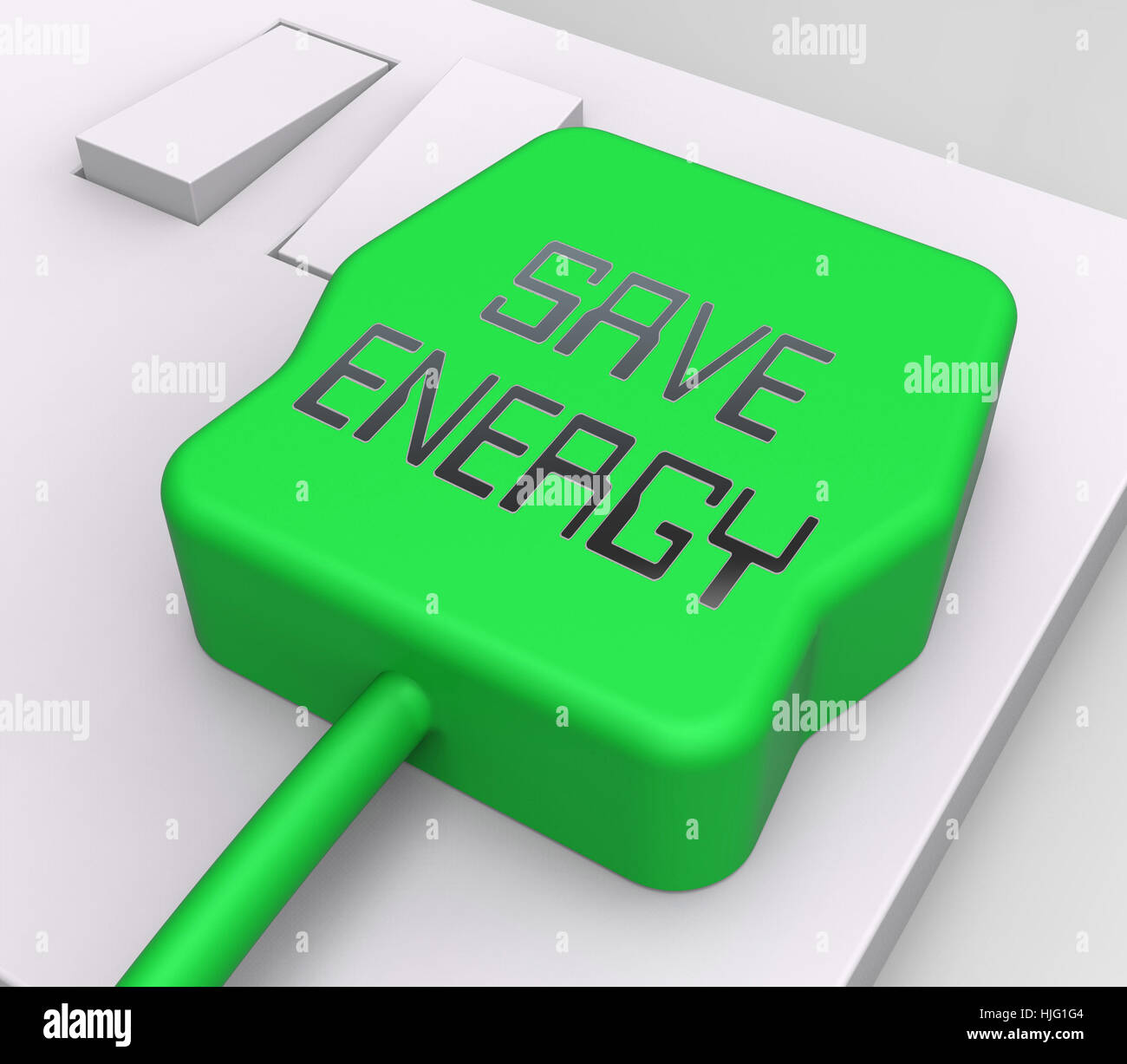 Save Energy Plug In Socket Shows Reduce Electric 3d Rendering Stock ...