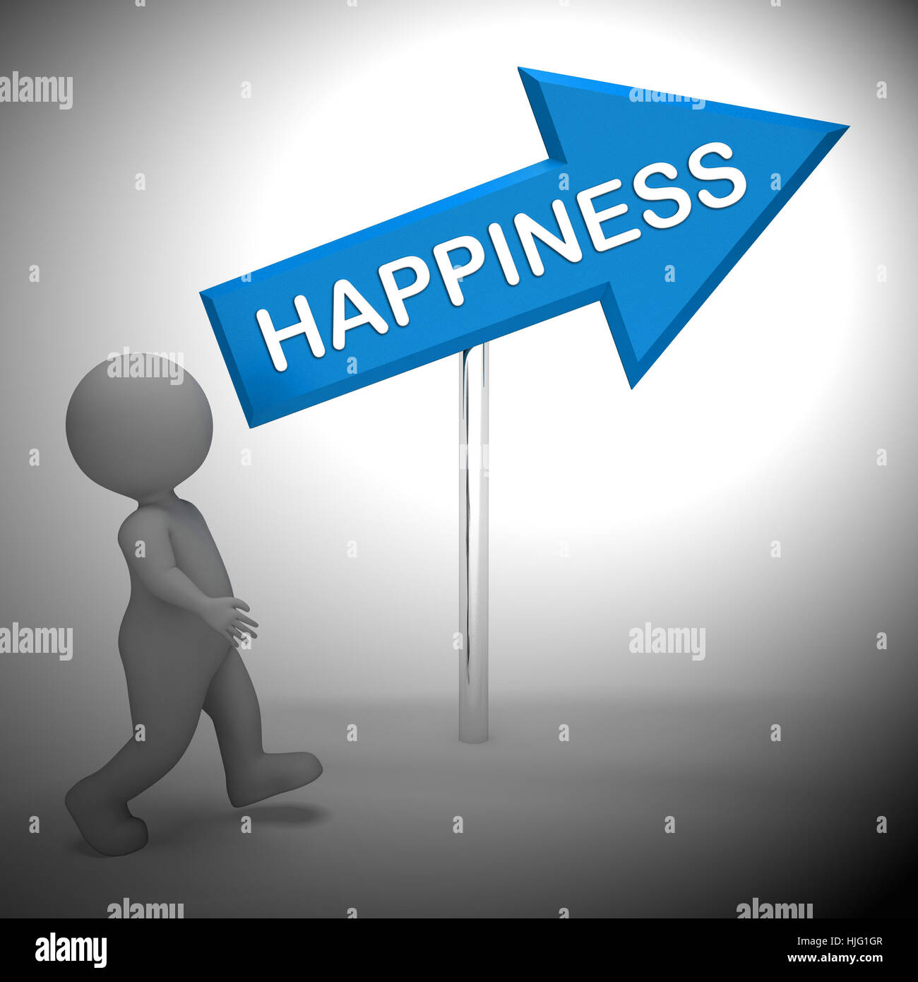 Happiness Arrow Sign Shows Joy And Cheer 3d Rendering Stock Photo - Alamy