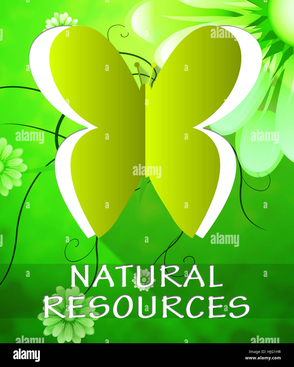 Natural Resources Butterfly Cutout Shows Nature Assets 3d Illustration ...