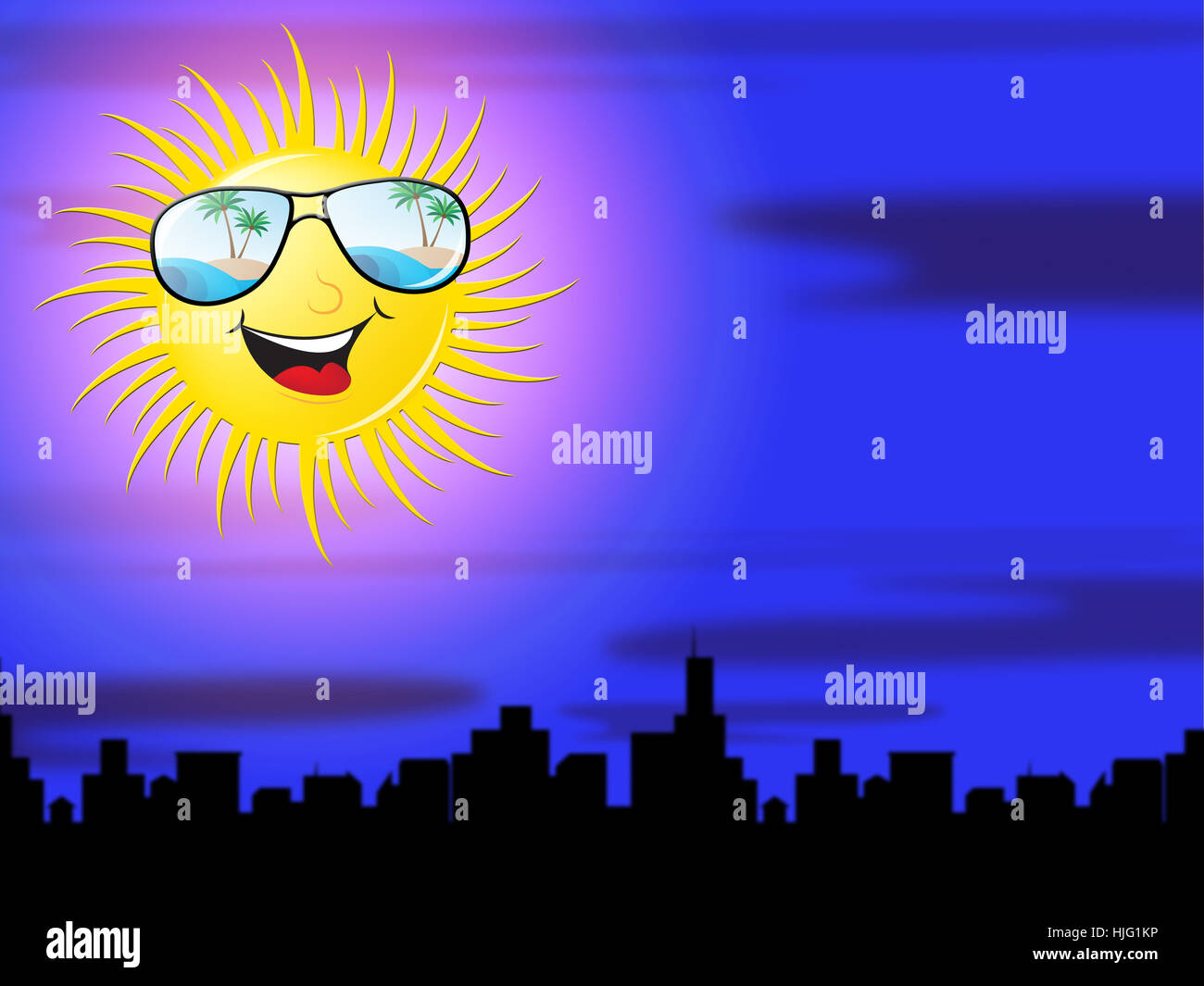 Sun Over The City Afternoon Shows Hot Cityscape Stock Photo - Alamy