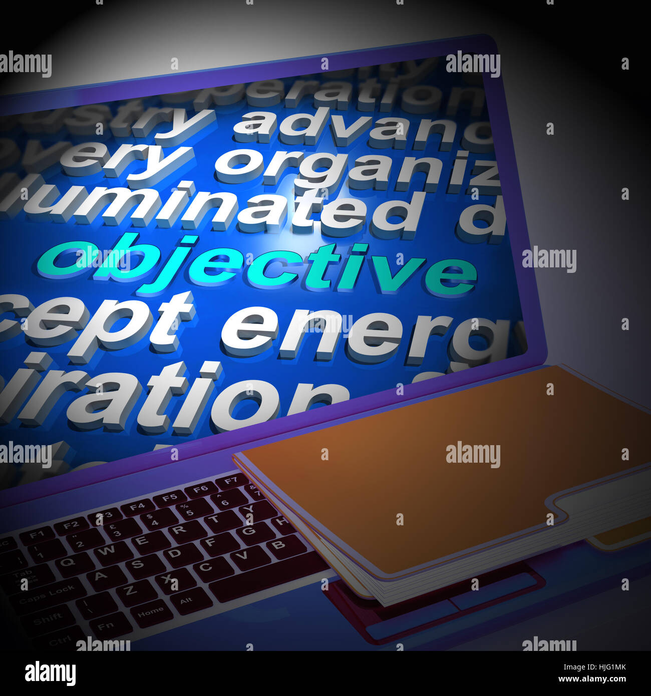 Objective In Word Cloud Laptop Showing Aims Goals Or Aspirations 3d ...