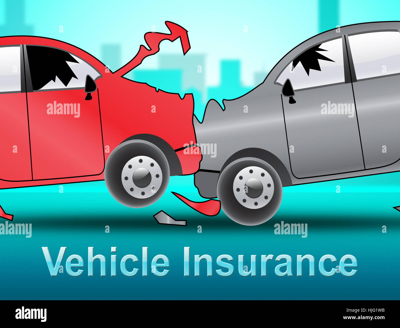 Vehicle Insurance Crash Shows Car Policy 3d Illustration Stock Photo ...