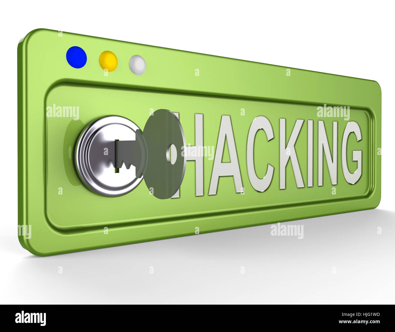 Computer Hacking Lock And Key Shows Crime Threat 3d Illustration Stock ...