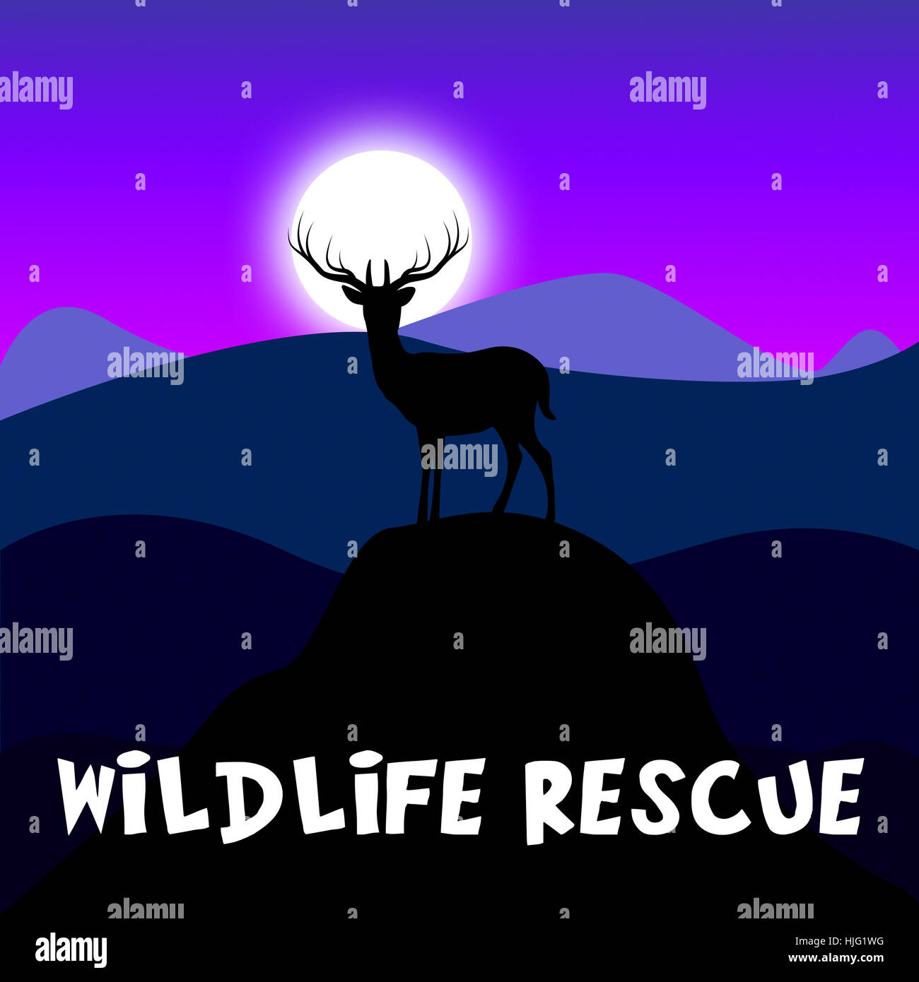 Wildlife Rescue Mountain Scene Shows Preserve Animals 3d Illustration ...