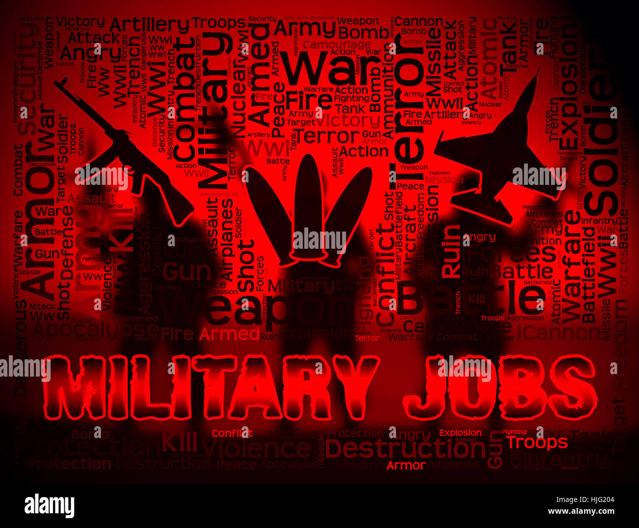 Military Jobs Words Showing Army Hiring And Employment Stock Photo - Alamy