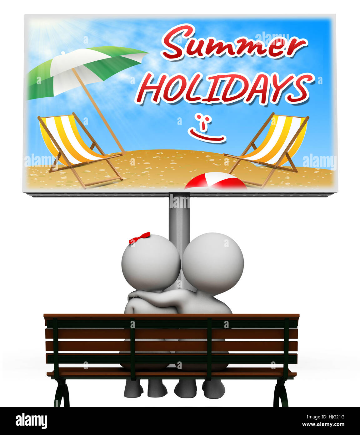 Summer Holidays Sign Representing Holiday Getaway And Break 3d ...