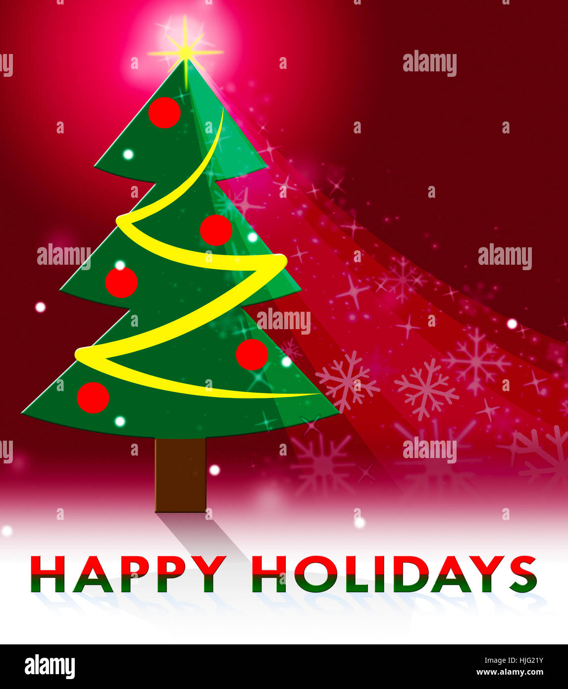 Happy Holidays Tree Scene Shows Christmas Break 3d Illustration Stock ...