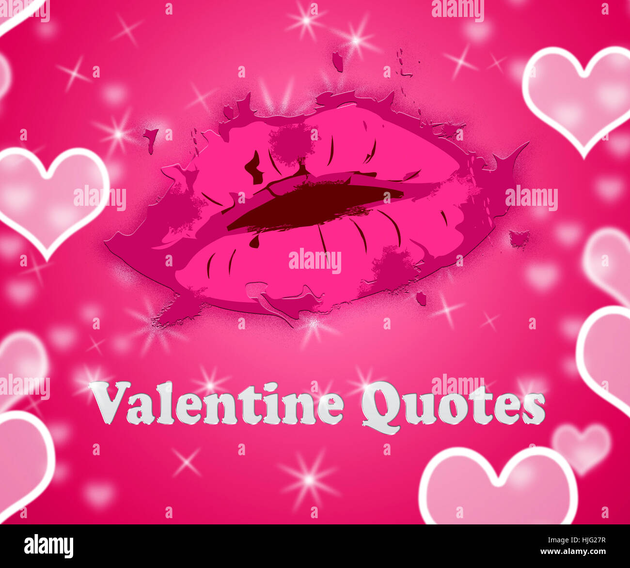 Valentine Quotes Lips Shows Romantic Valentines Day Quotations Stock ...