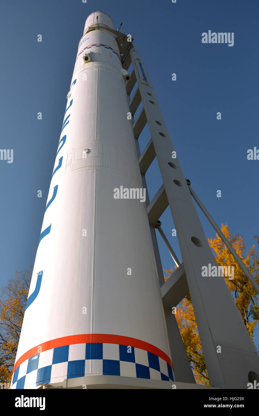 Spacecraft and space transport stands in rocket garden Stock Photo - Alamy