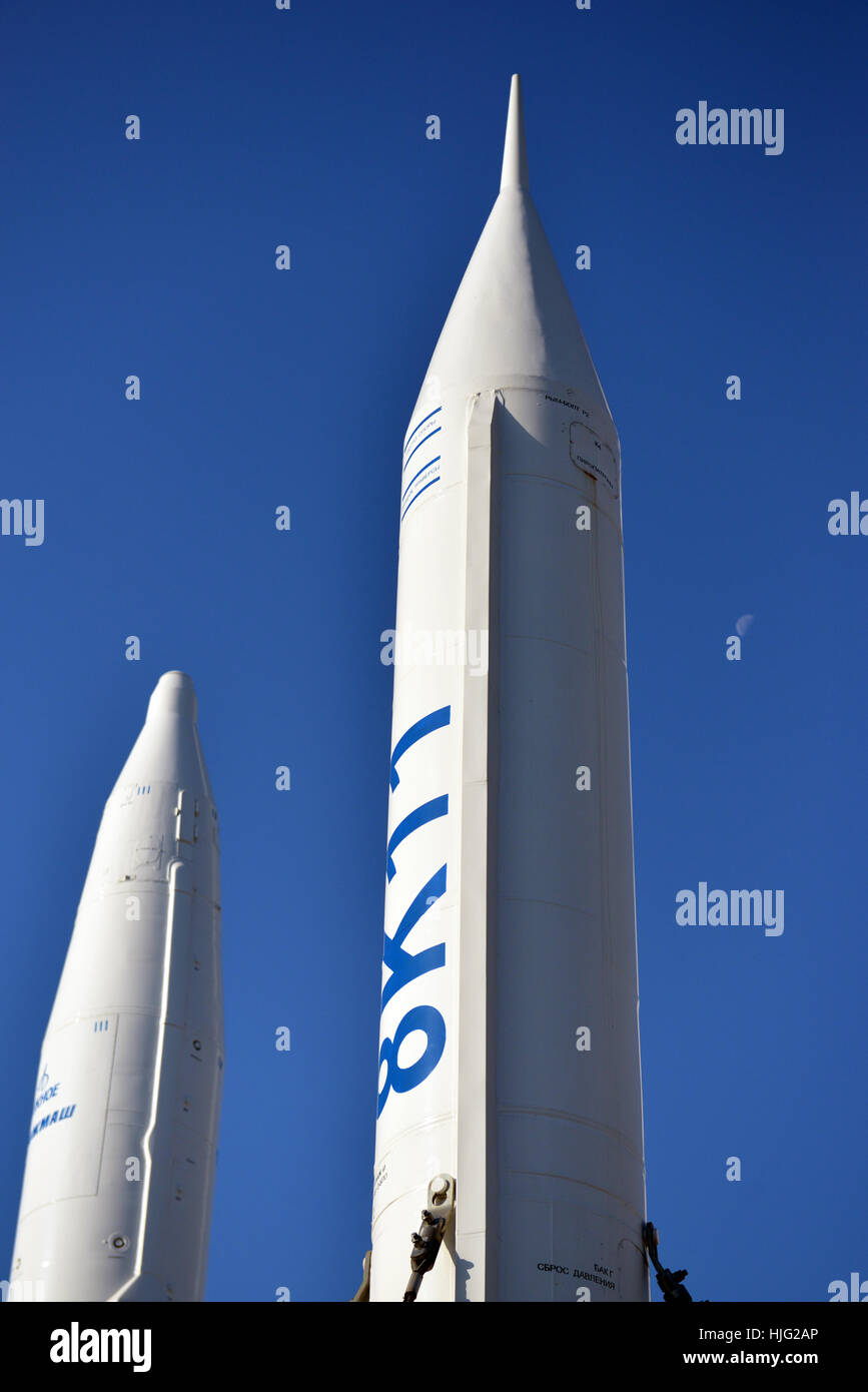 Spacecraft and space transport stands in rocket garden Stock Photo - Alamy