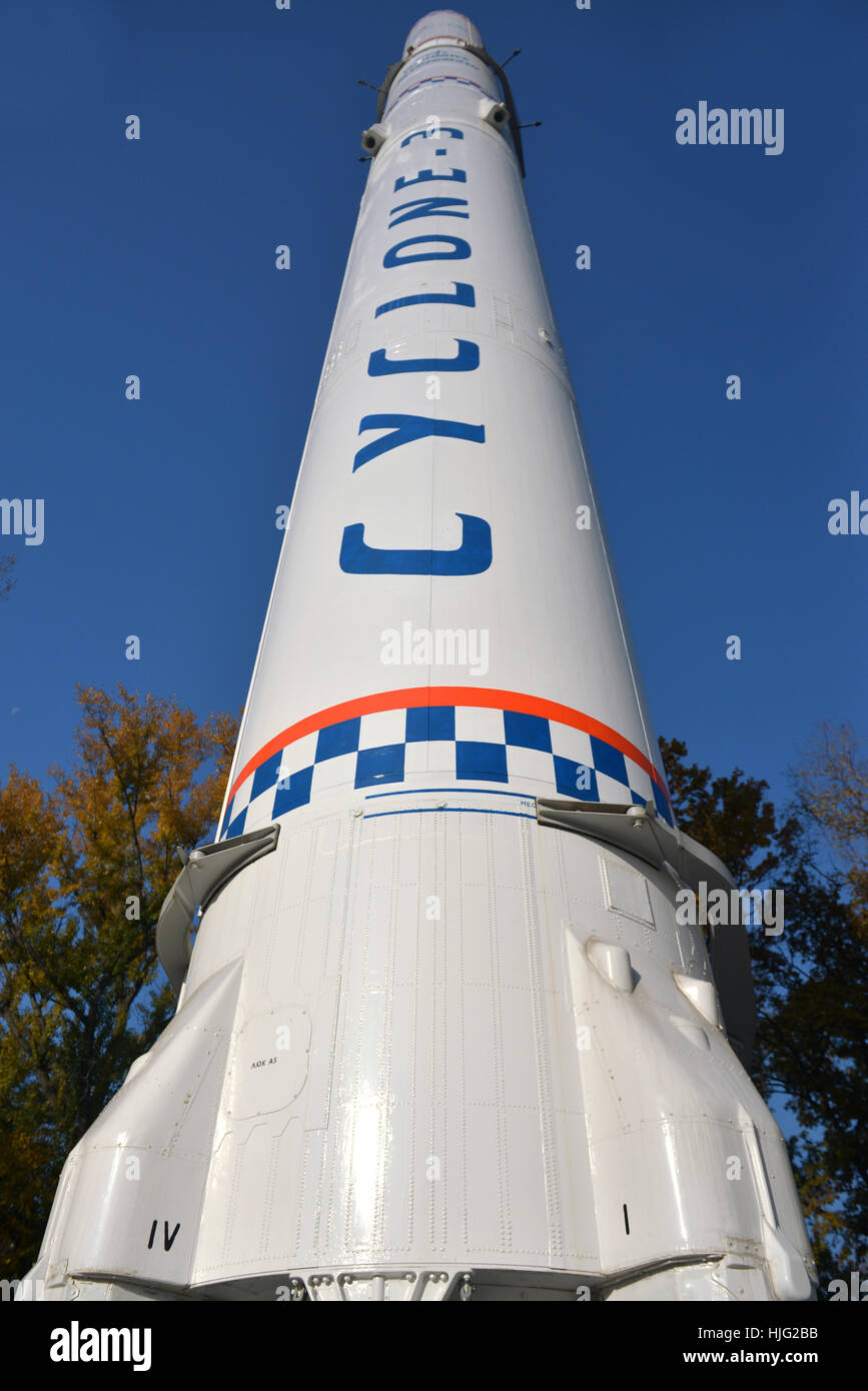 Spacecraft and space transport stands in rocket garden Stock Photo - Alamy
