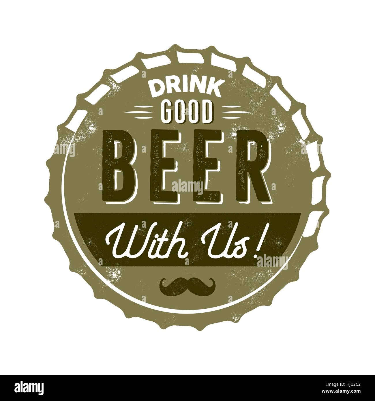 Vintage style beer badge. Ink stamp design. Drink good beer with us ...