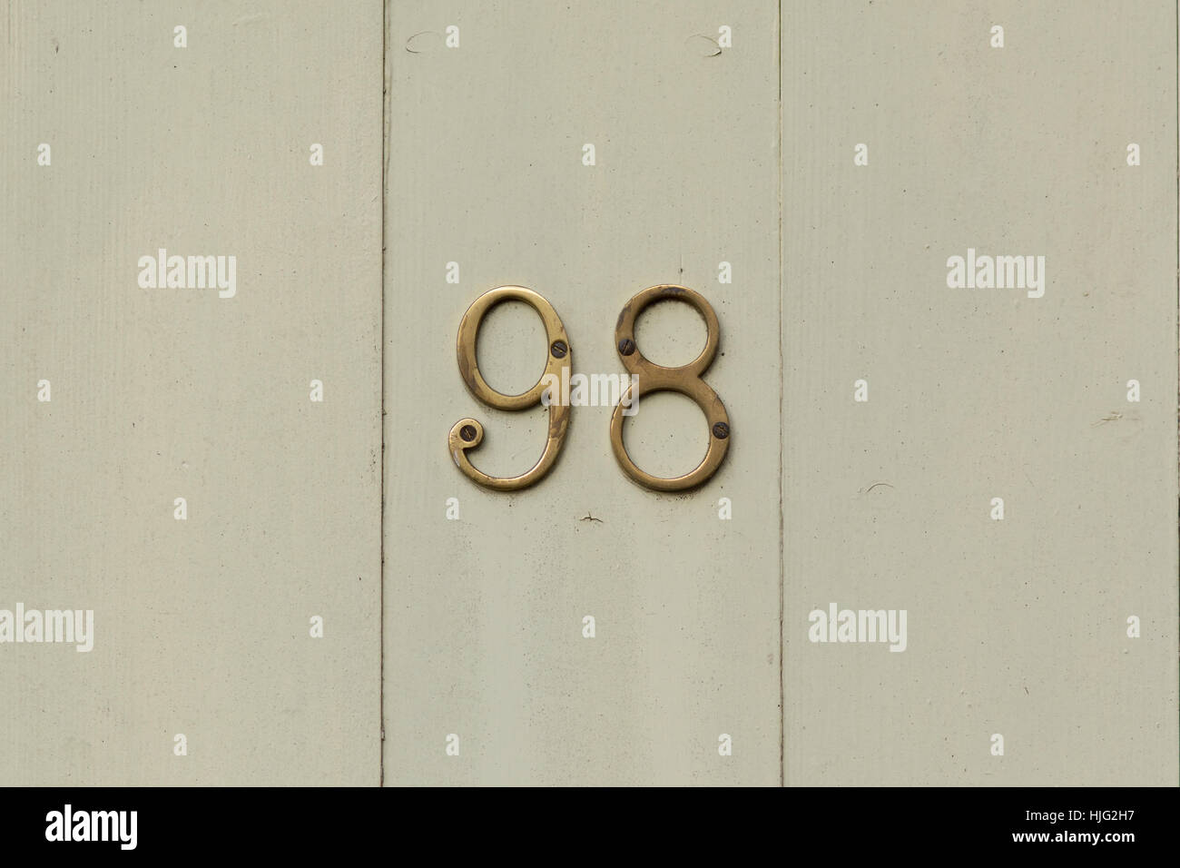 House number 98 sign on wooden gate Stock Photo - Alamy