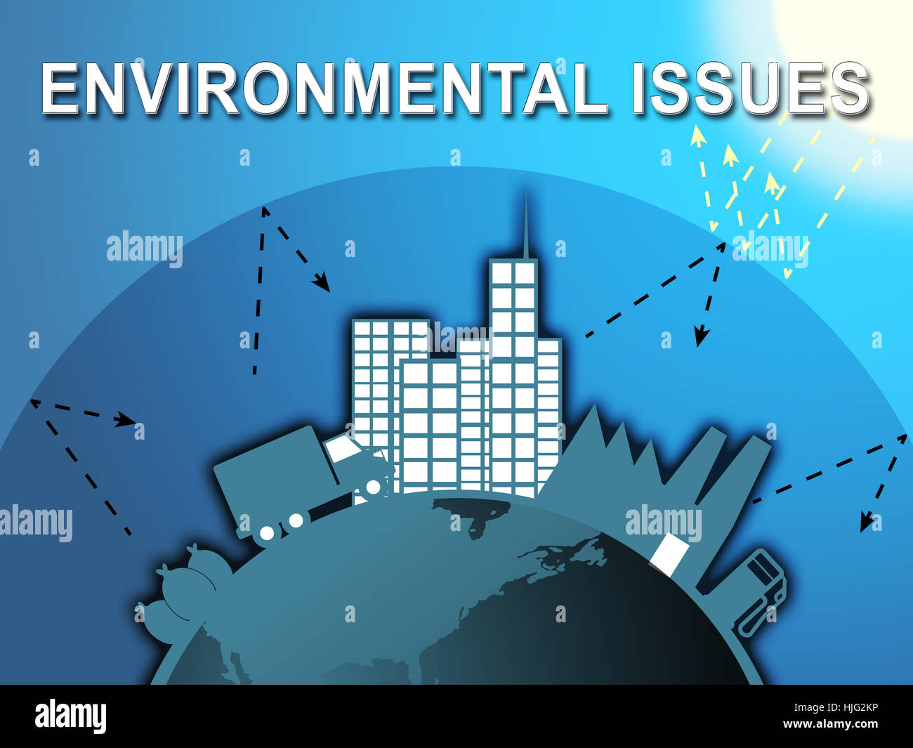 Environment Issues City Shows Global Warming 3d Illustration Stock ...