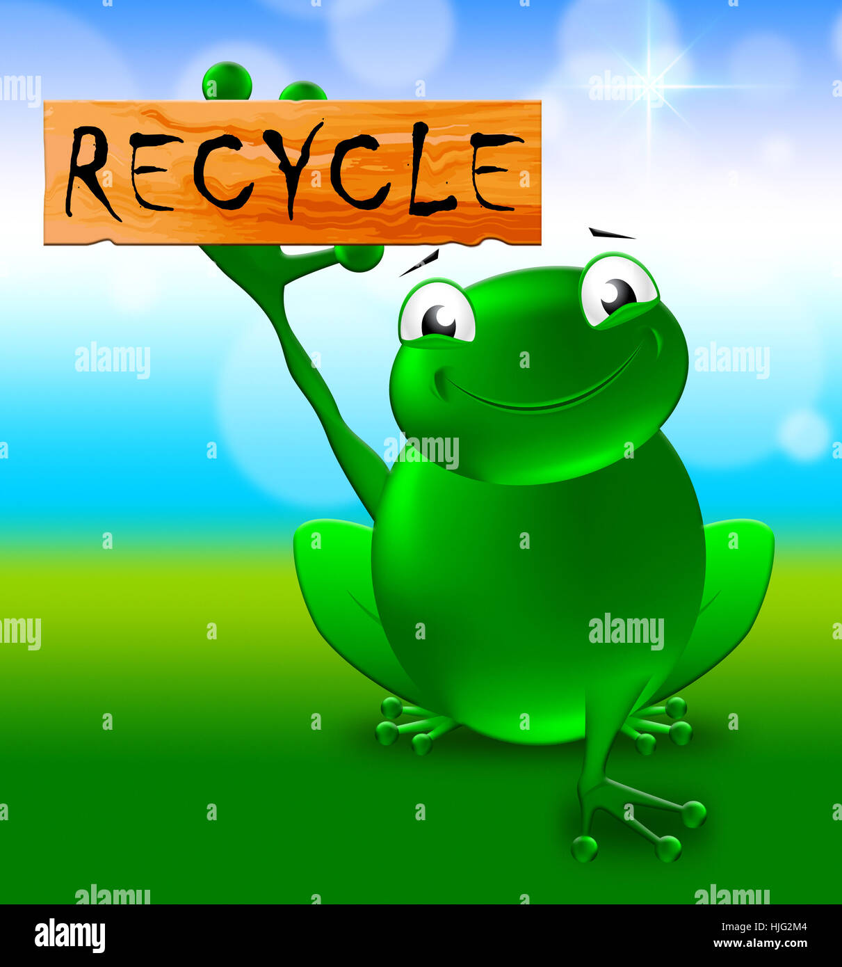 Frog With Recycle Sign Shows Reuse Eco 3d Illustration Stock Photo - Alamy