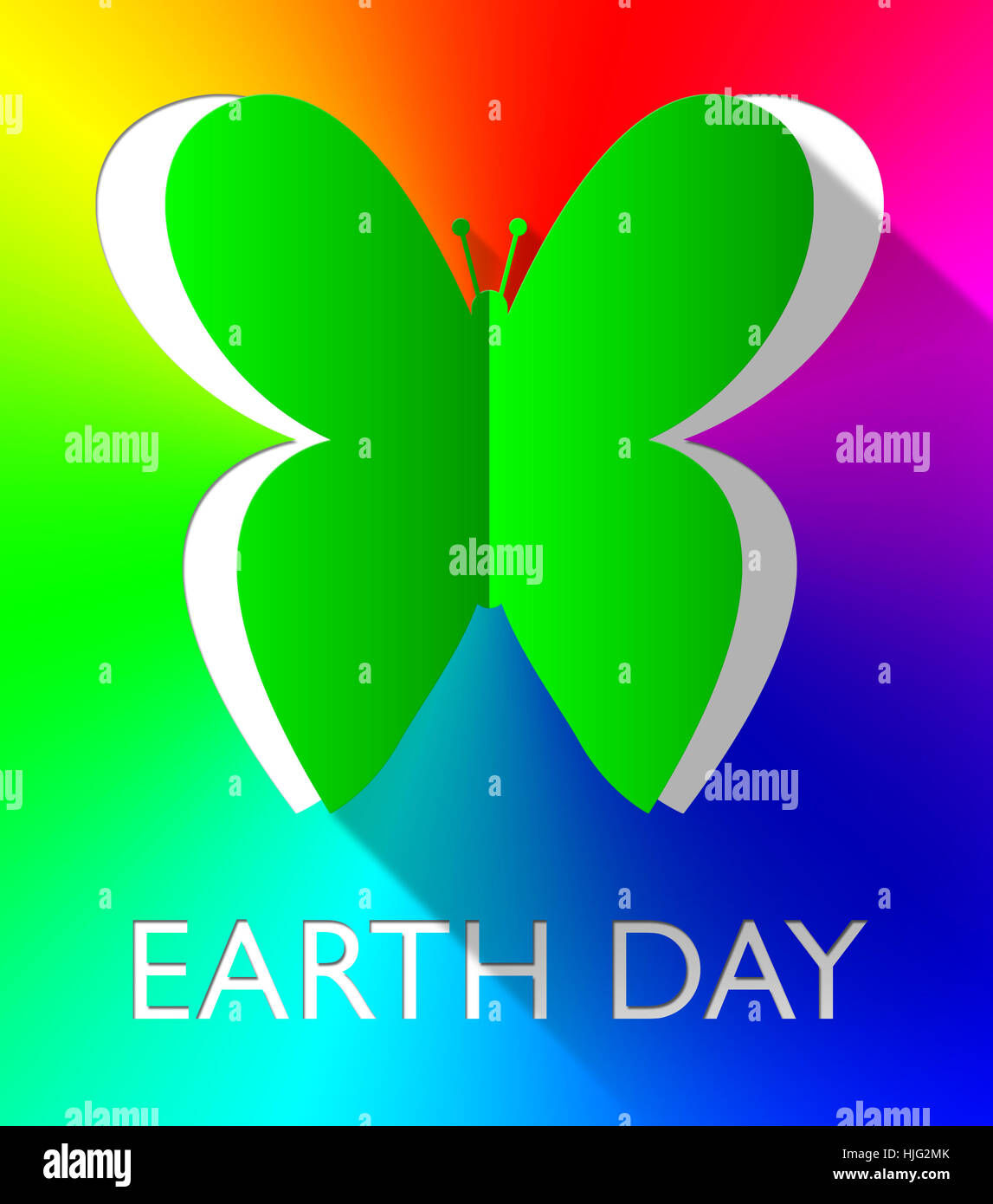 Earth Day Butterfly Cutout Shows Eco Friendly 3d Illustration Stock ...