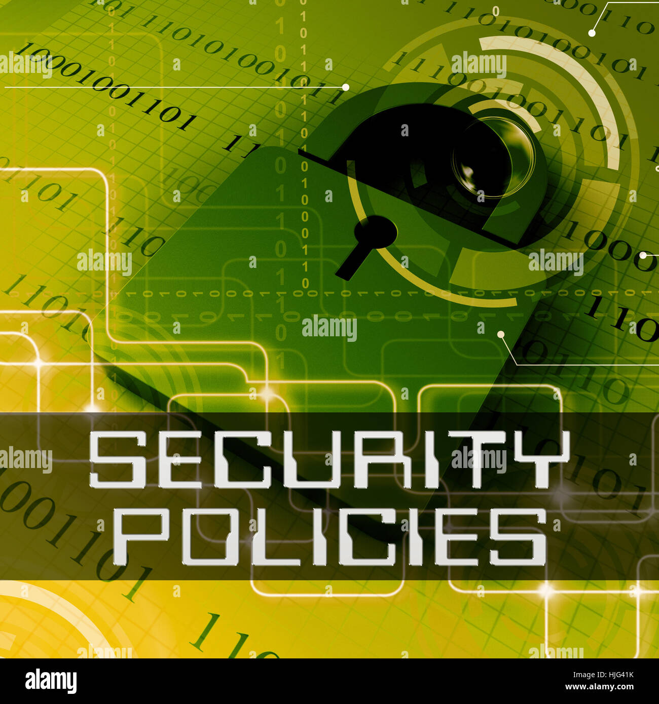 Security Policies Padlock Shows Data Protection Rules 3d Rendering ...