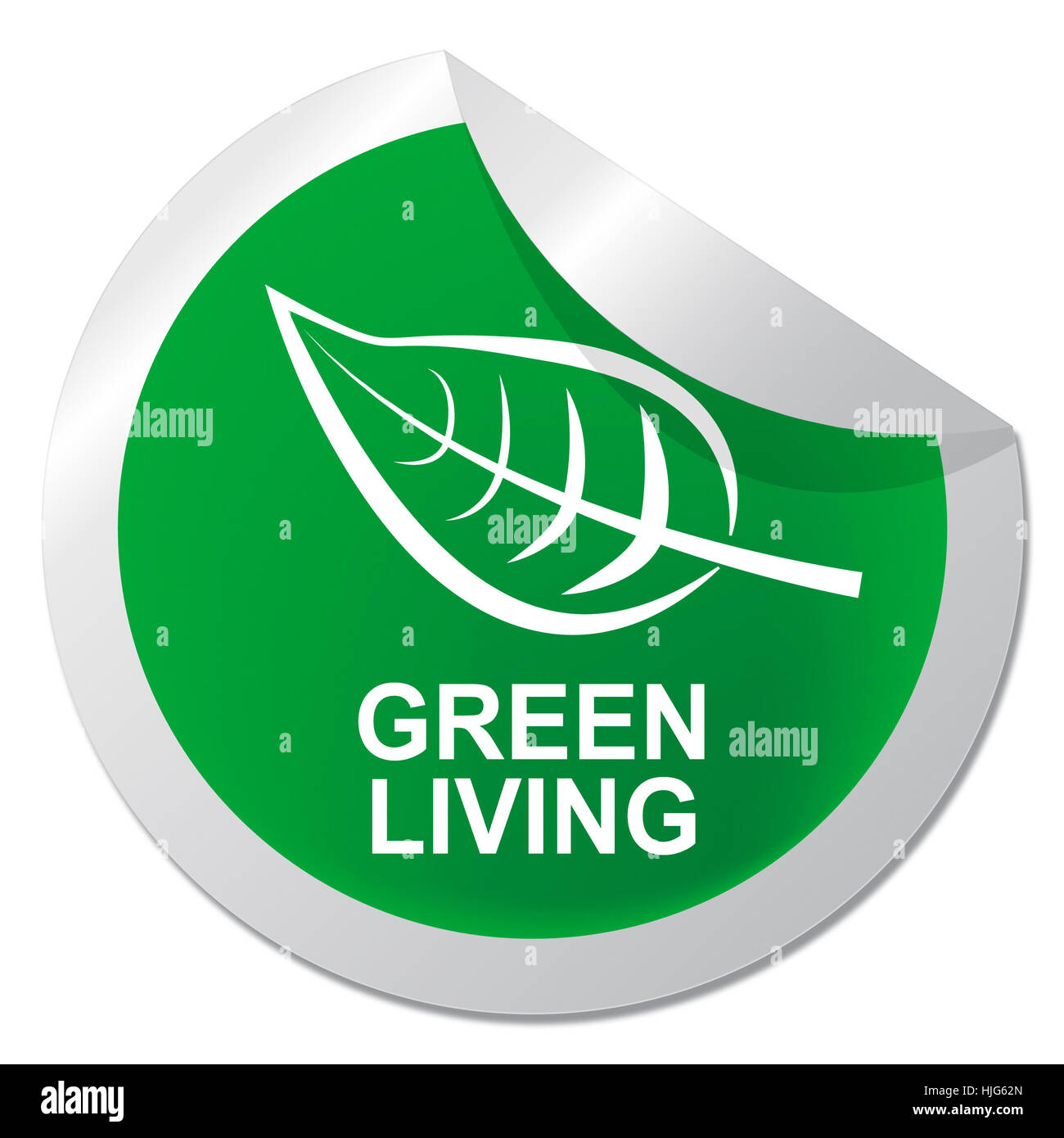 Green Living Sticker Shows Eco Lifestyle 3d Illustration Stock Photo ...
