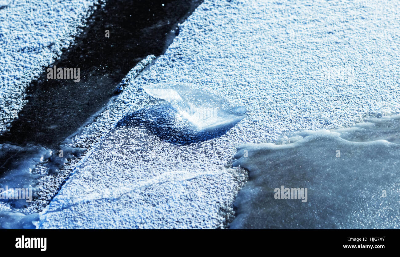 Ice on water in river at sunny winter weather Stock Photo - Alamy