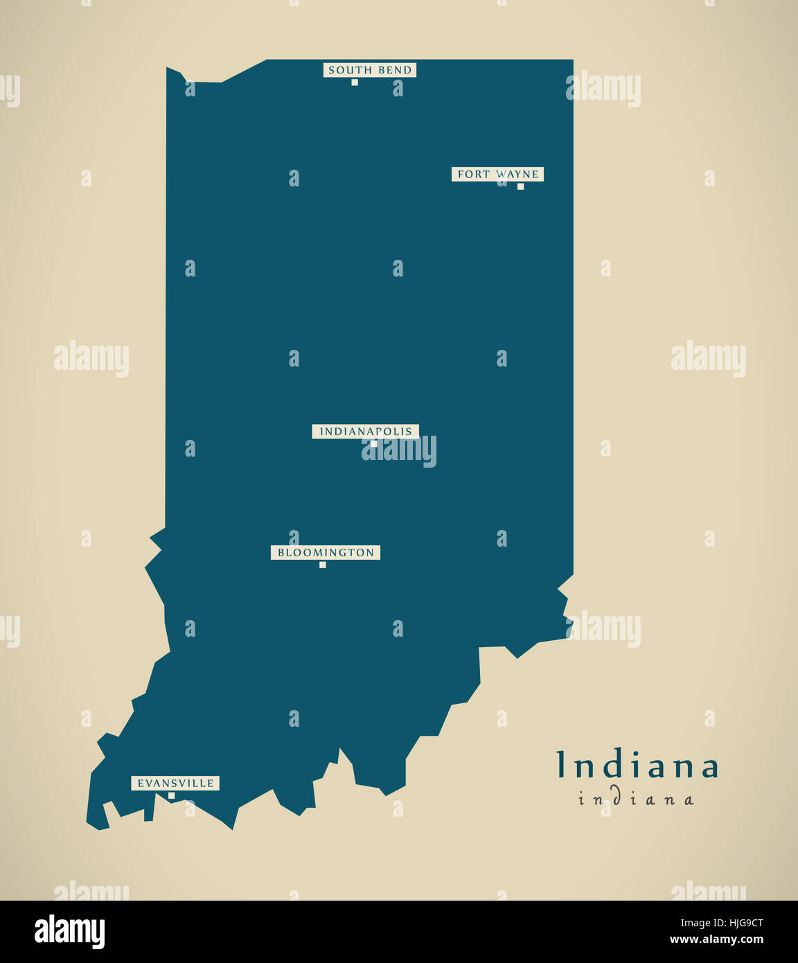 Map of indiana state hi-res stock photography and images - Alamy