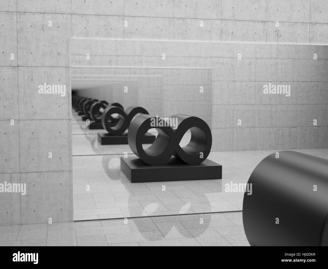 Infinity mirror reflection interior Black and White Stock Photos ...