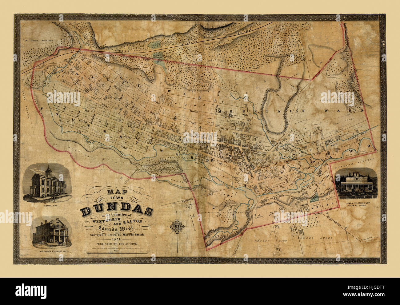 Map Of Dundas 1851 Stock Photo - Alamy