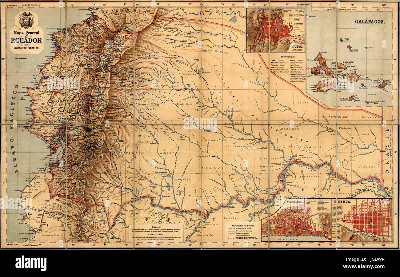 Map Of Ecuador 1894 Stock Photo - Alamy