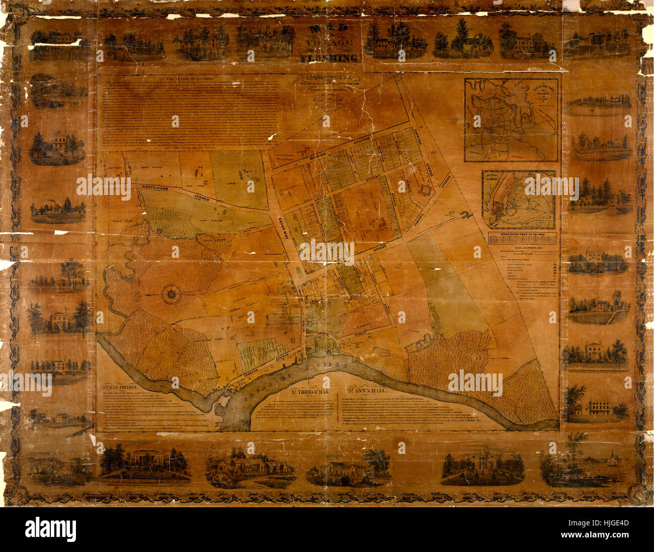 Map Of Flushing 1841 Stock Photo - Alamy