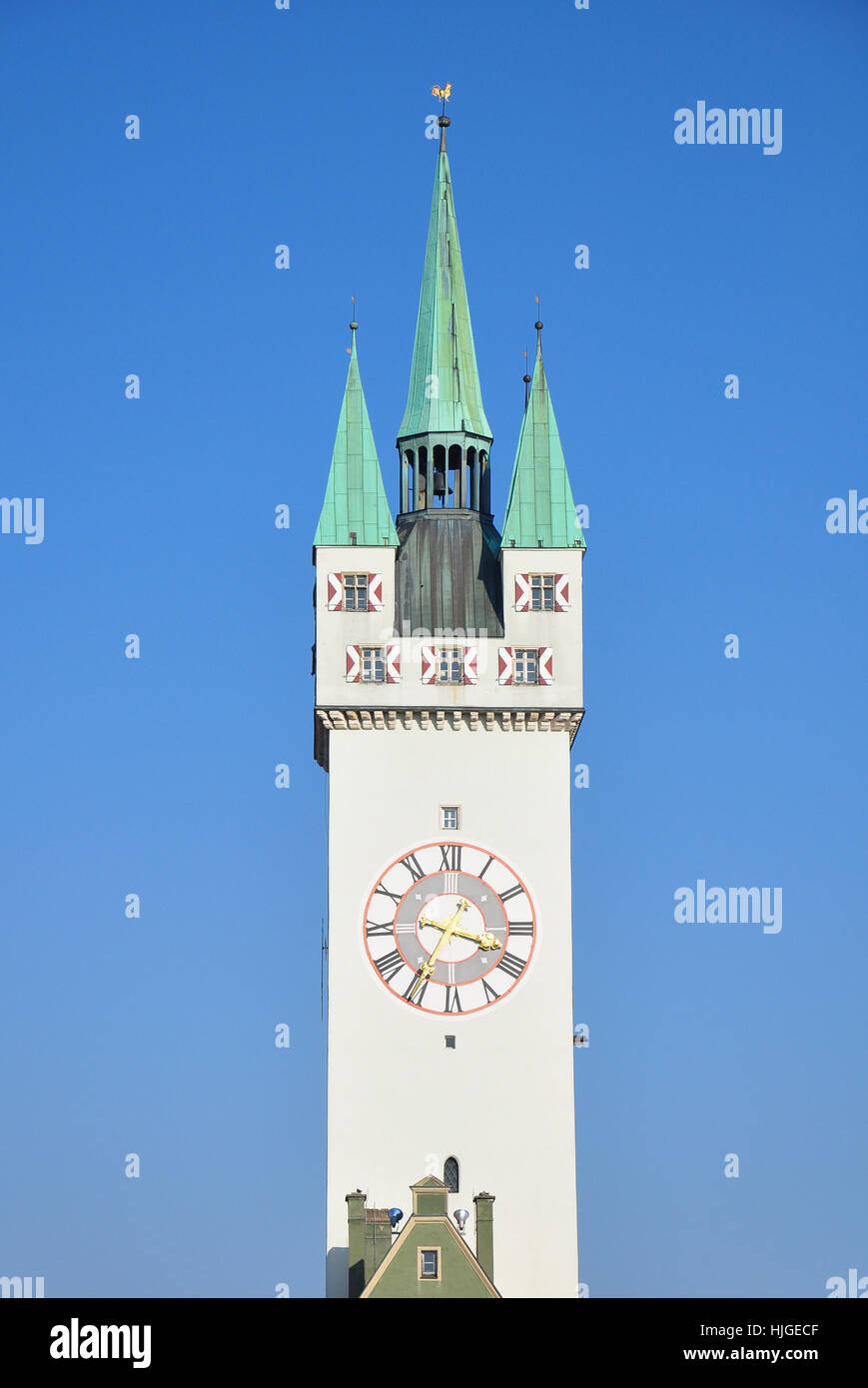 blue, tower, historical, city, town, tourism, clock, bavaria, germany ...