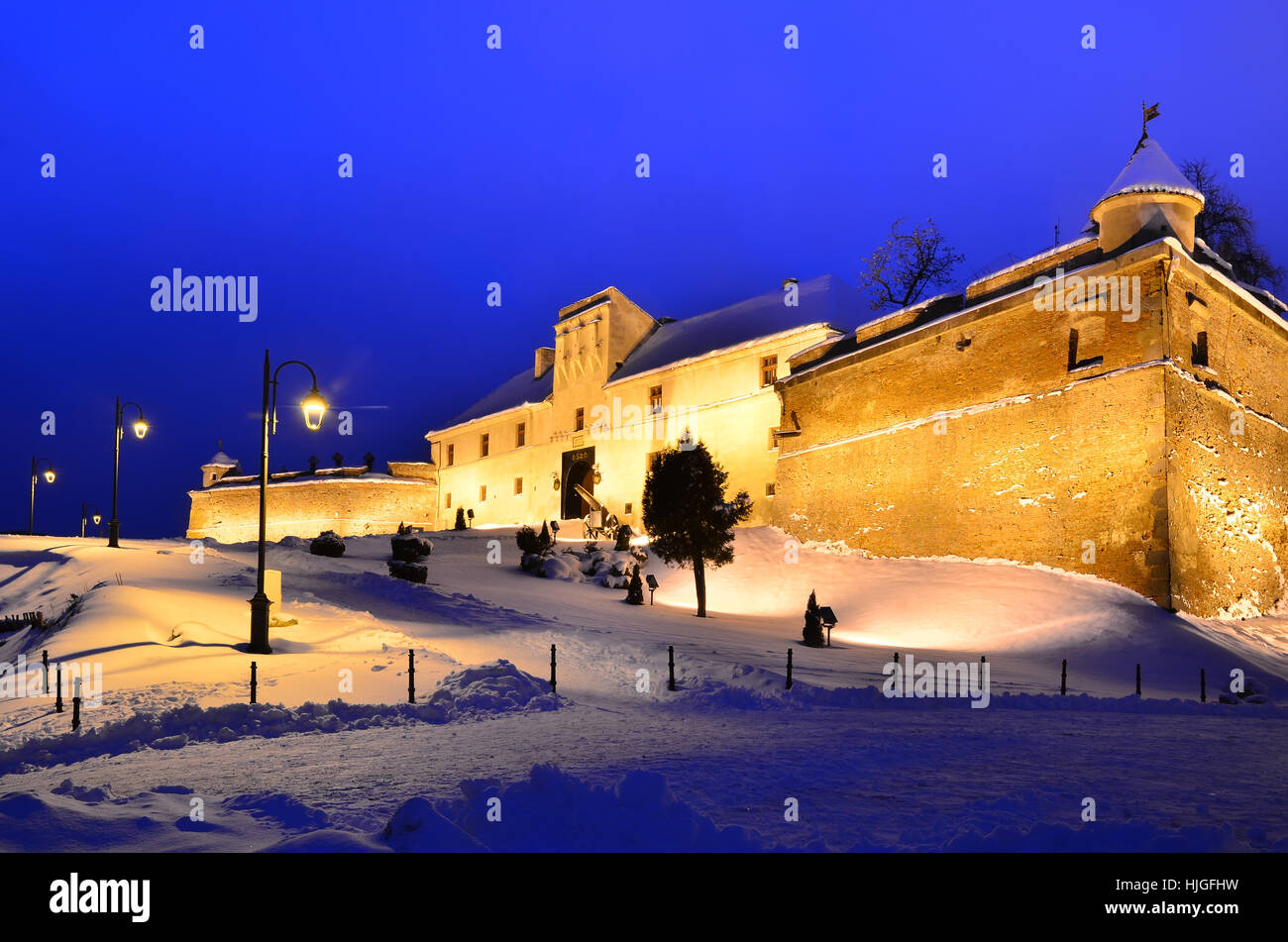night, nighttime, fortress, citadel, fortification, medieval, romania ...