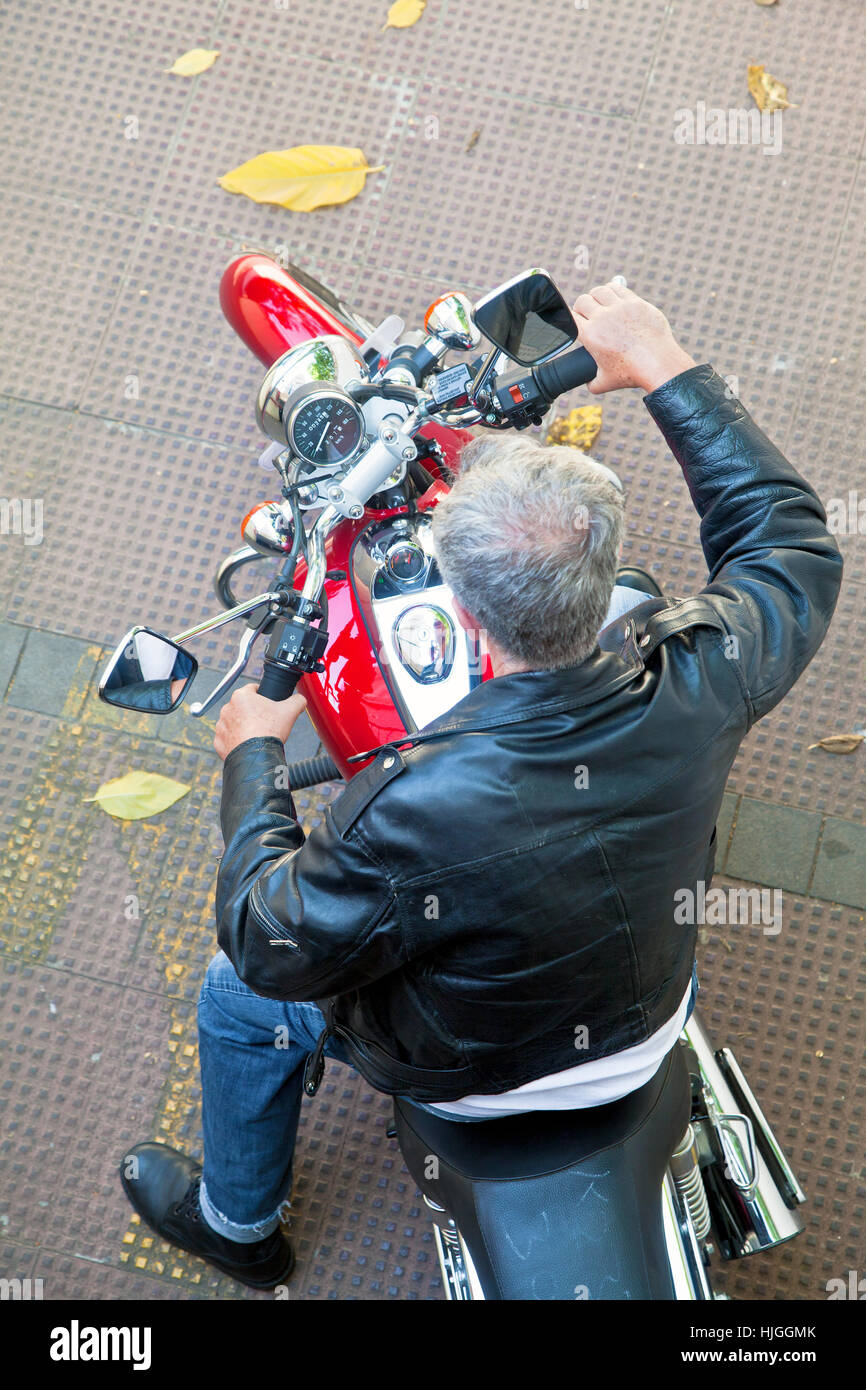 biker, riding, trendy, cropped, left turn, male, masculine, portrait ...