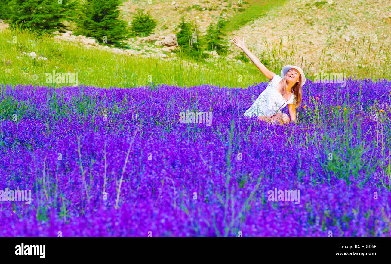 woman, female, flower, plant, field, enjoy, outdoor, enthusiasm ...