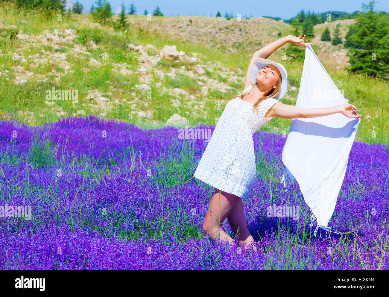 woman, female, flower, plant, field, enjoy, outdoor, enthusiasm ...