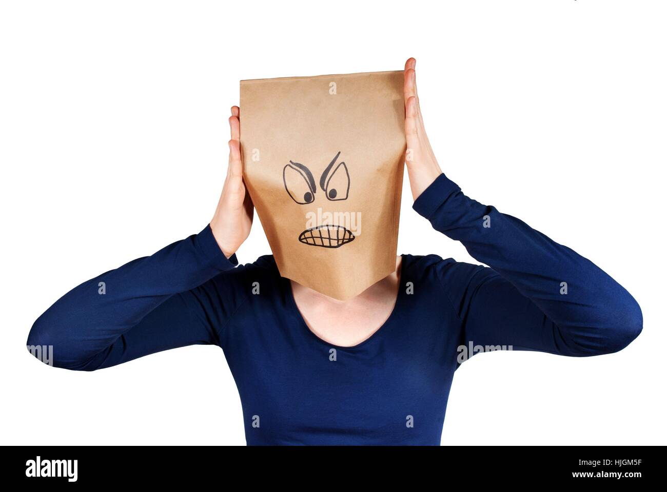 a angry person with a paper bag had Stock Photo - Alamy