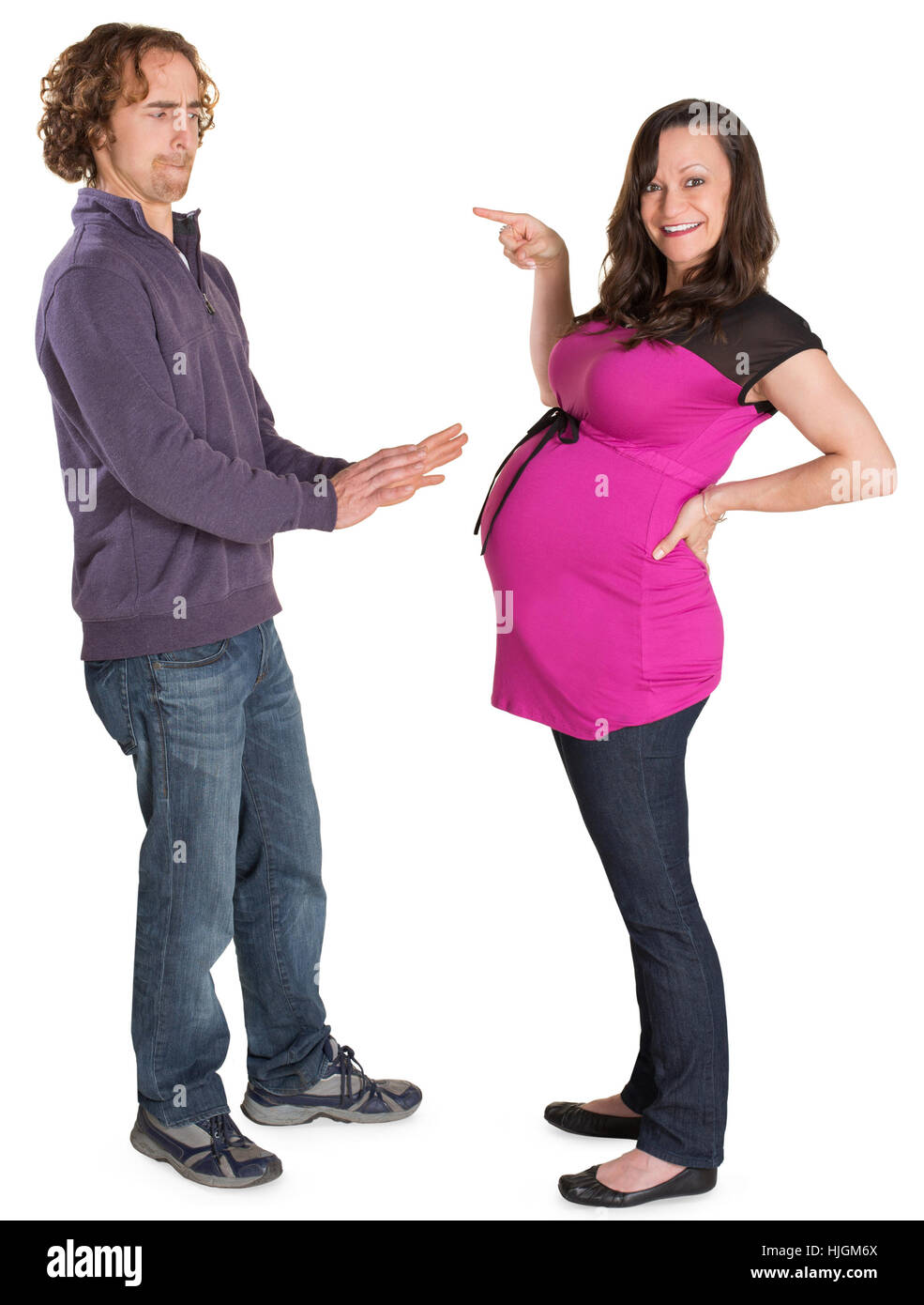 Finger pointing pregnant belly Cut Out Stock Images & Pictures - Alamy