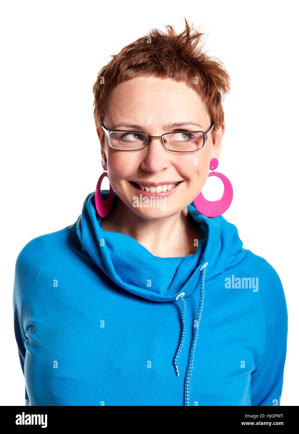 portrait, woman, blue, laugh, laughs, laughing, twit, giggle, smile ...