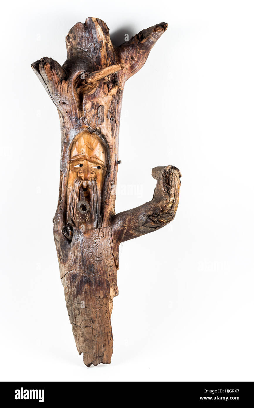 wood, root, dwarf, carving, isolated, wood, face, austria, look ...