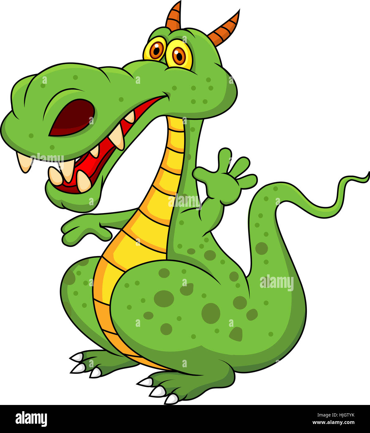 Happy cartoon dinosaur waving smiling hi-res stock photography and ...