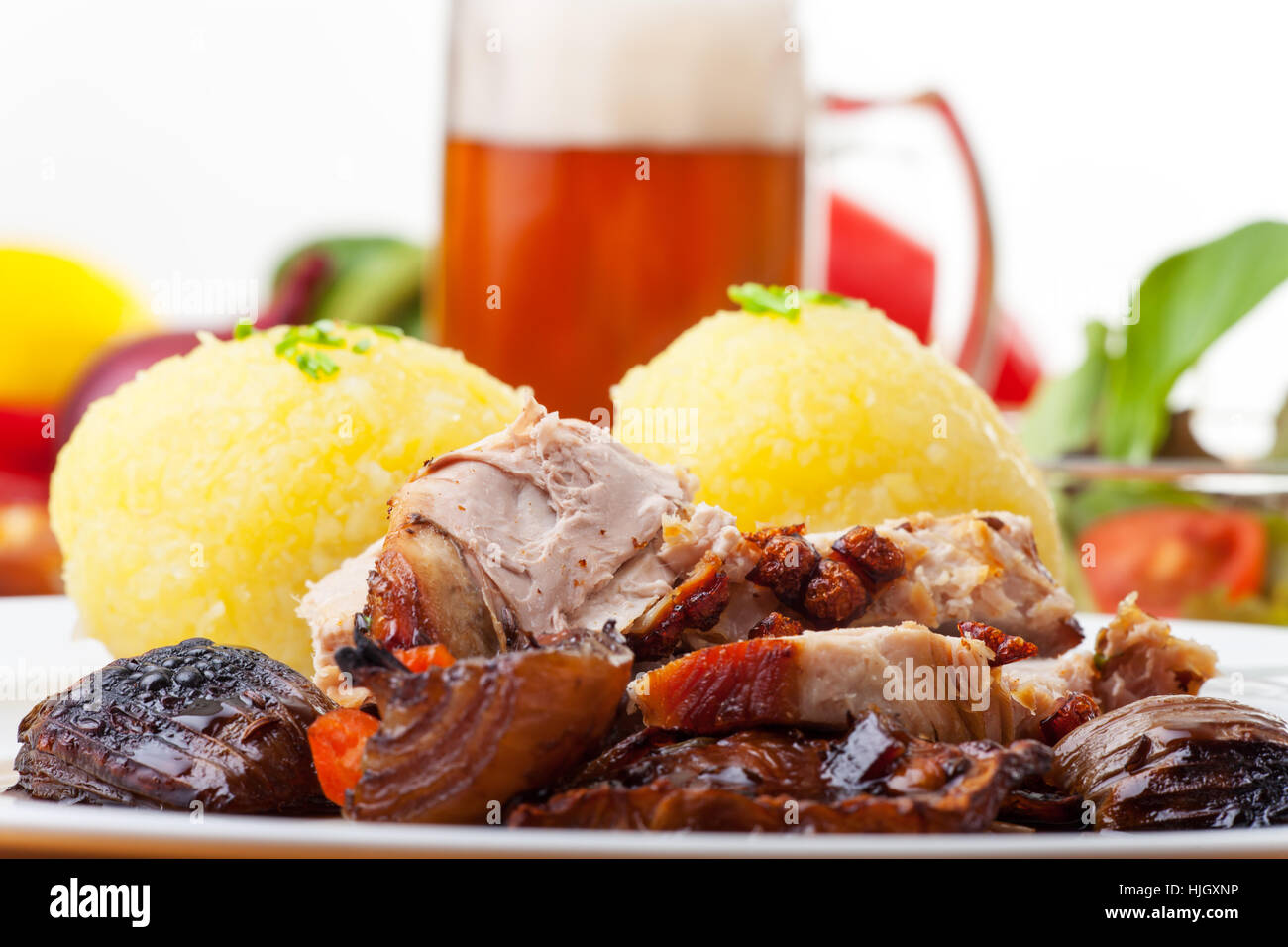 bavarian, dumpling, lump, roast pork, pig roast, dumplings, pork, meat ...