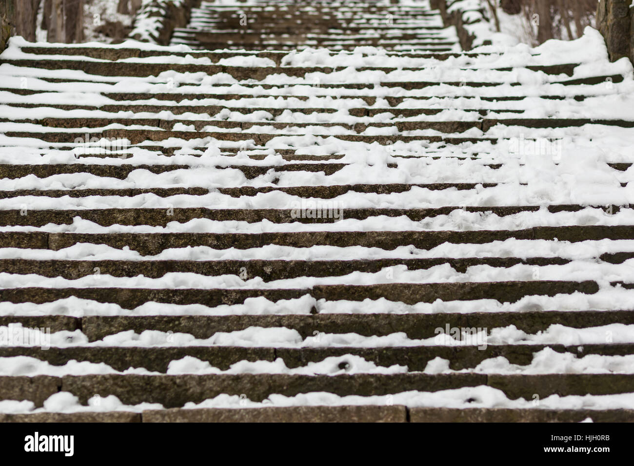 stairs, long, stair, length, snow, stairs, stone, winter, long, granite ...