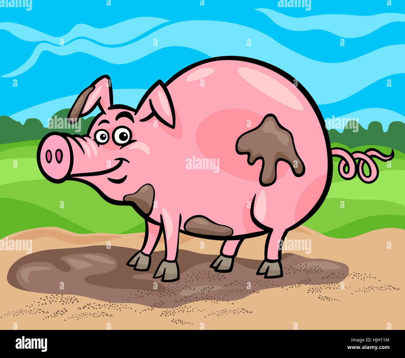 animal, illustration, livestock, farm, character, piglet, cartoon, pig ...