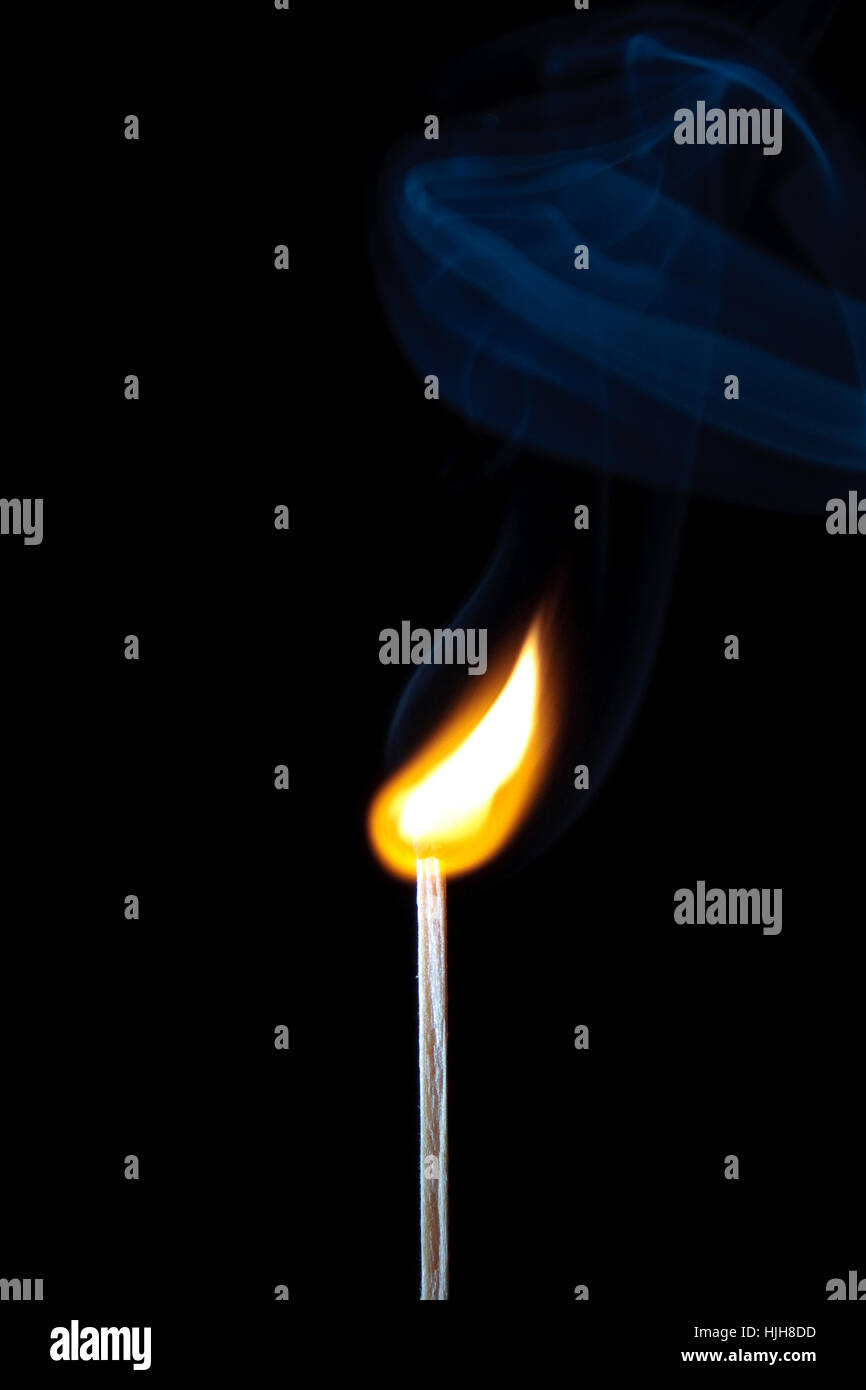 match burning with fire and smoke isolated on black background Stock ...