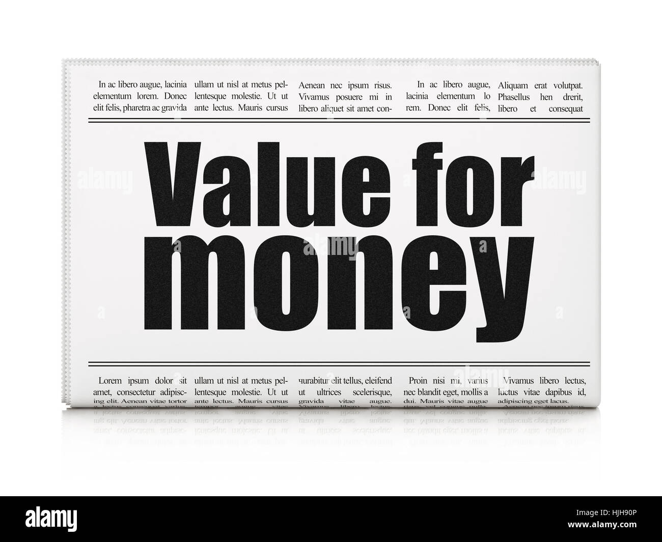 Money concept: newspaper headline Value For Money Stock Photo - Alamy