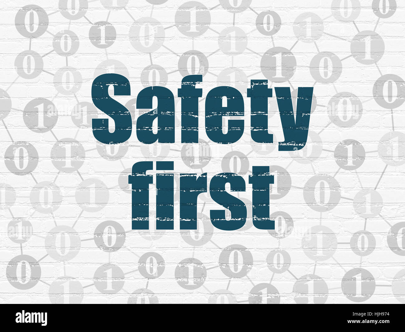 Protection concept: Safety First on wall background Stock Photo - Alamy