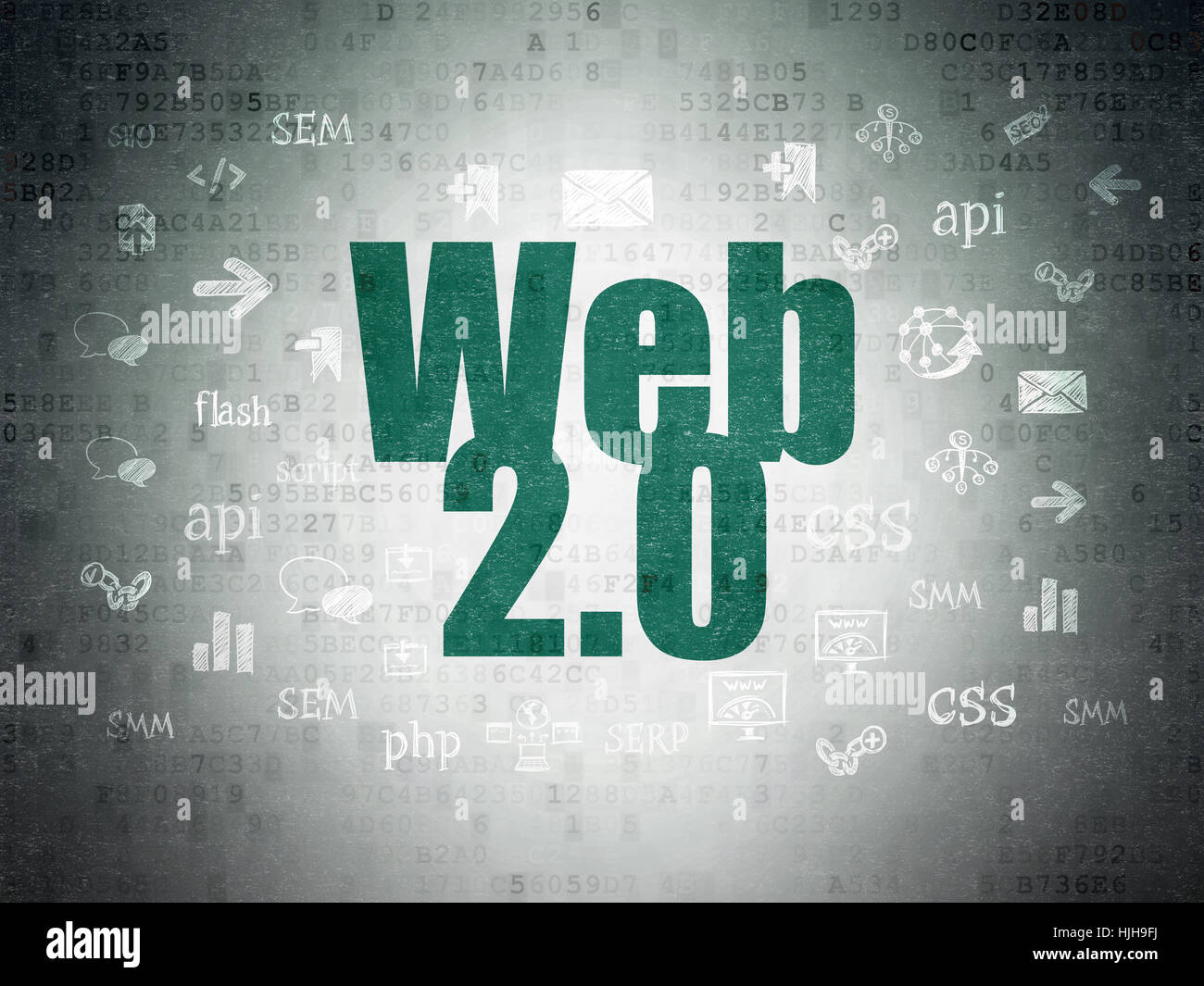 Web design concept: Web 2.0 on Digital Data Paper background Stock ...